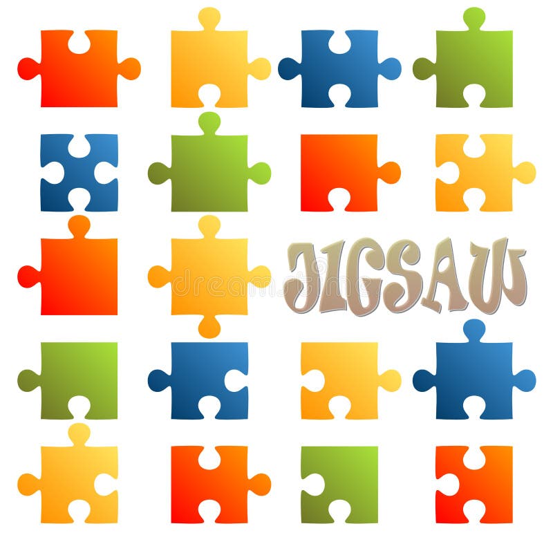 Collection Puzzle Parts Colored Stock Vector - Illustration of process ...