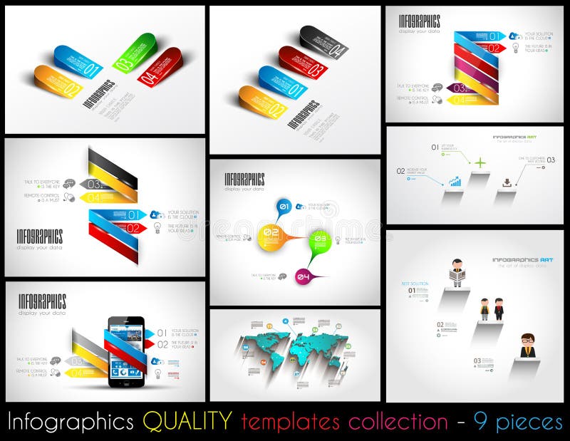 Collection of 9 Quality Infographic Templates. Stock Vector ...