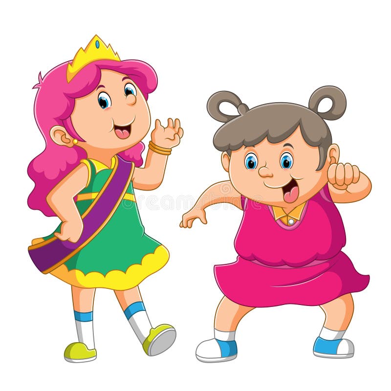 The Collection Of The Queen And The Maid Are Dancing Stock Vector ...