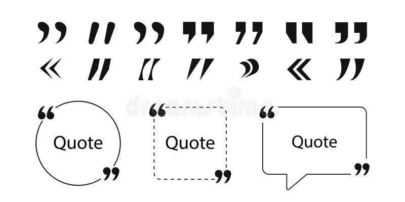 Collection of Quote Box Frames and Icons. Text in Brackets. Blank ...