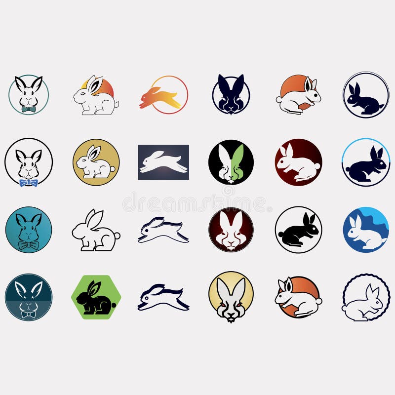 Collection of rabbit logos stock vector. Illustration of drawing ...
