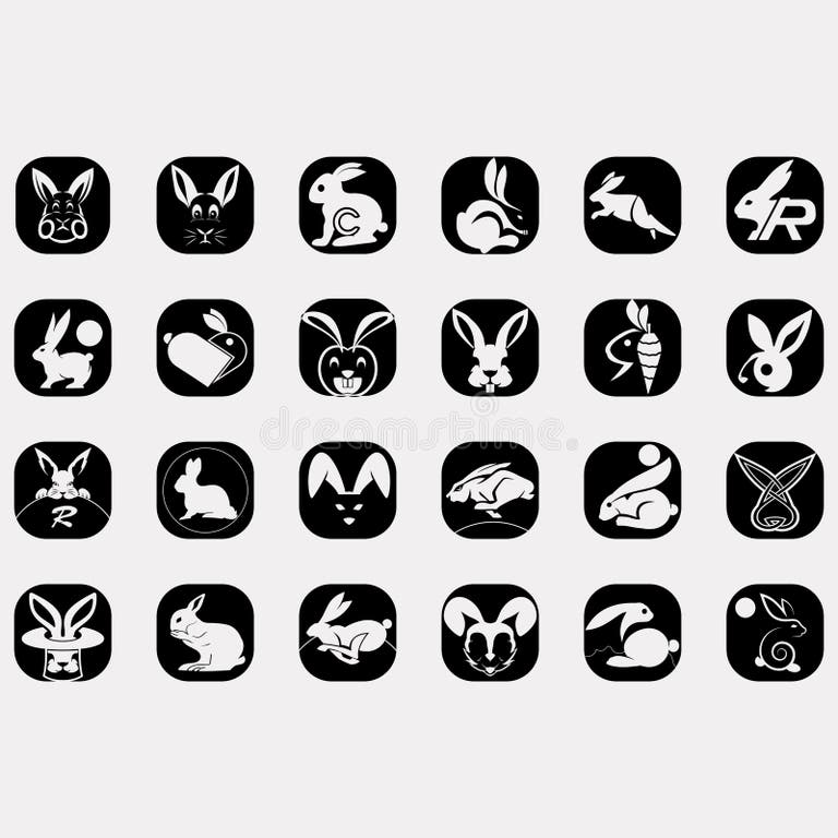 Collection of rabbit logos stock vector. Illustration of sitting ...