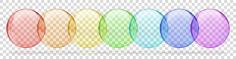 Collection of Rainbow Colored Transparent Round Bubbles Stock Vector ...