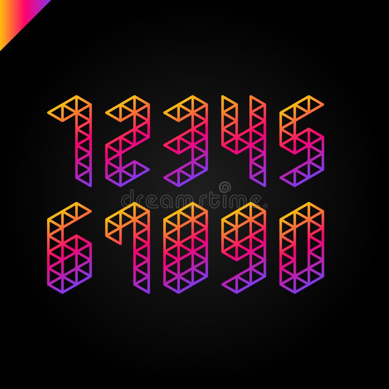 Collection of the Isometric Sport Numbers Set with Triangle. Vector ...