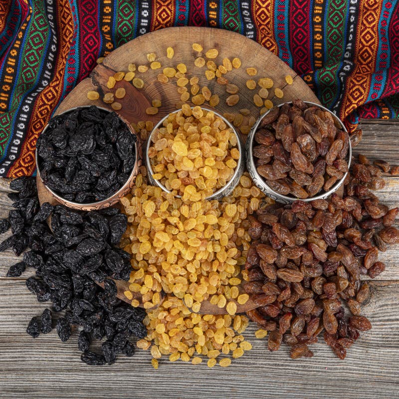 Collection of Raisins that Offers a Vibrant and Nutritious Array. Three ...