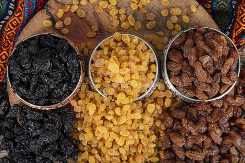 Collection of Raisins that Offers a Vibrant and Nutritious Array. Three ...