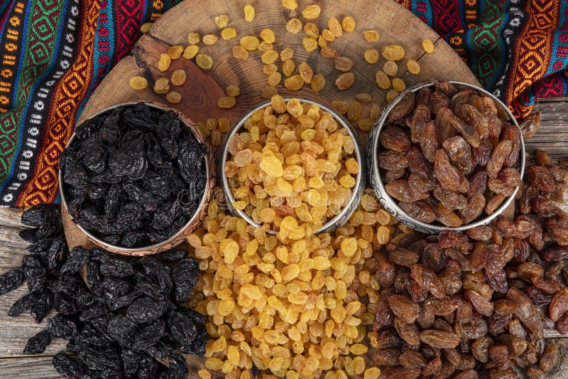 Collection of Raisins that Offers a Vibrant and Nutritious Array. Three ...