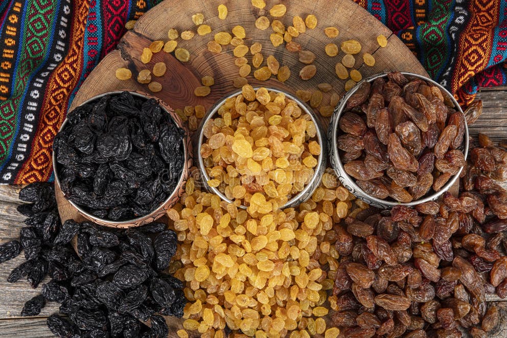 Collection of Raisins that Offers a Vibrant and Nutritious Array. Three ...