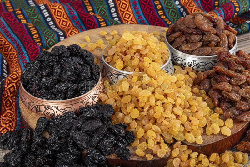 Collection of Raisins that Offers a Vibrant and Nutritious Array. Three ...