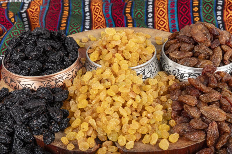 Collection of Raisins that Offers a Vibrant and Nutritious Array. Three ...