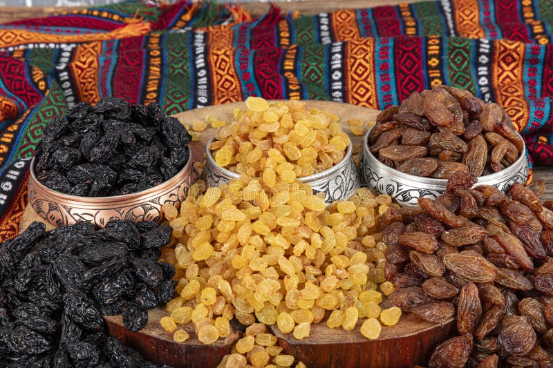 Collection of Raisins that Offers a Vibrant and Nutritious Array. Three ...
