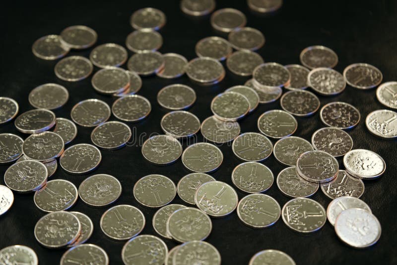 Scattered Shiny Silver Coins Black Surface Stock Photos - Free ...