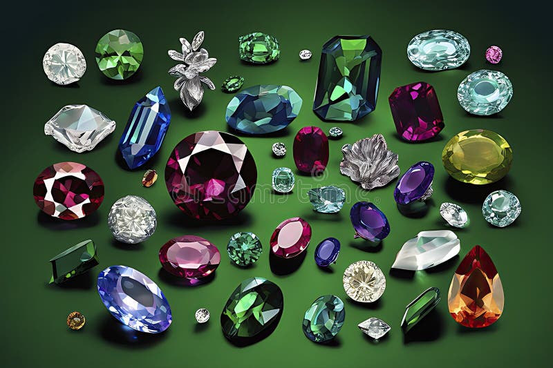 A Collection of Rare Gemstones Stock Illustration - Illustration of ...