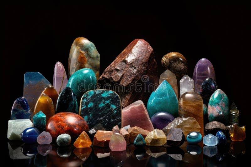 Collection of Rare and Unique Gemstones on Display Stock Illustration ...
