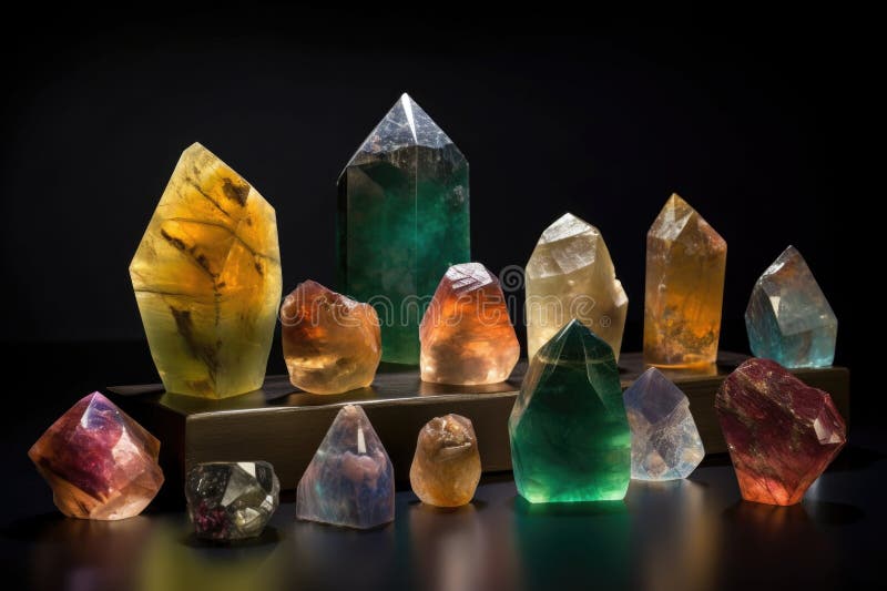 Collection of Rare and Unique Gemstones on Display Stock Illustration ...