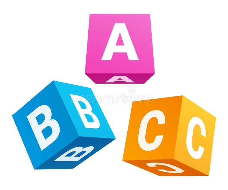 Collection Realistic Flying Abc Educational Blocks Vector Illustration ...