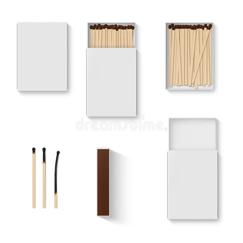 Collection Realistic Matchbox Blank Template Front Side View Vector ...