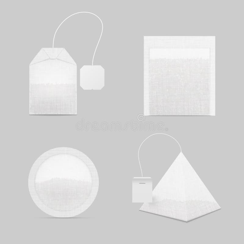 Collection Realistic Tea Bags Different Shape Vector Round, Rectangle ...