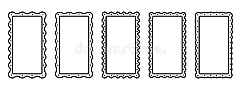 Collection of Rectangle Frames with Scalloped Borders. Vignette ...