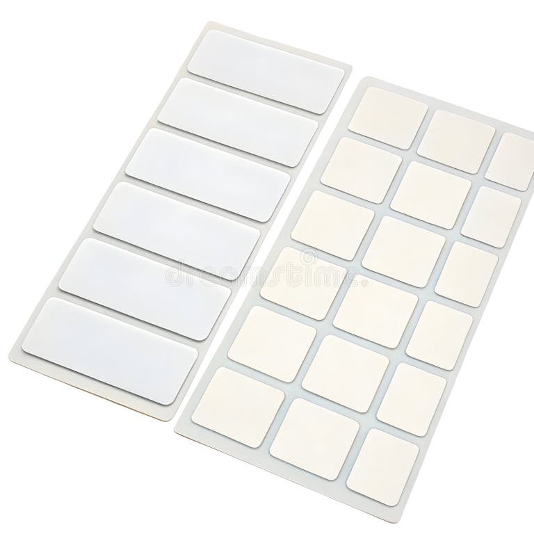 Collection of Rectangular-shaped Blank Stickers on Transparent ...