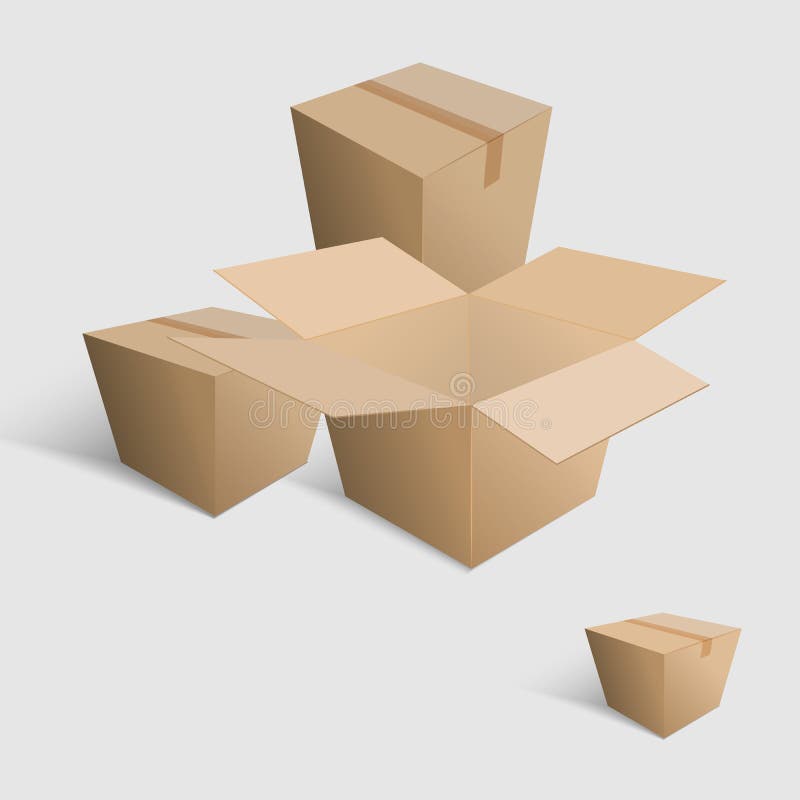 Collection Recycle Brown Box Packaging. Stock Vector - Illustration of ...