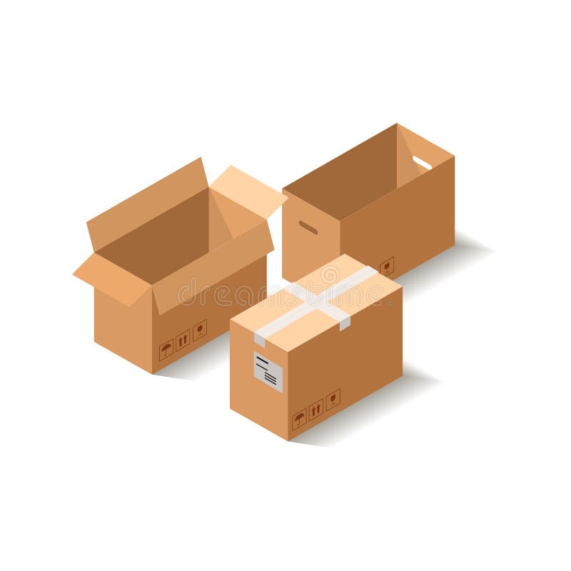 Collection Recycle Brown Box Packaging. Vector Stock Vector ...