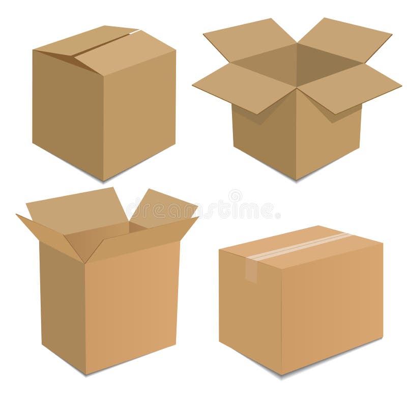 Collection Recycle Brown Box Packaging. Stock Vector - Illustration of ...