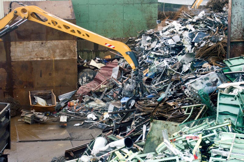 Recycling of scrap metal stock image. Image of garbage - 136230529