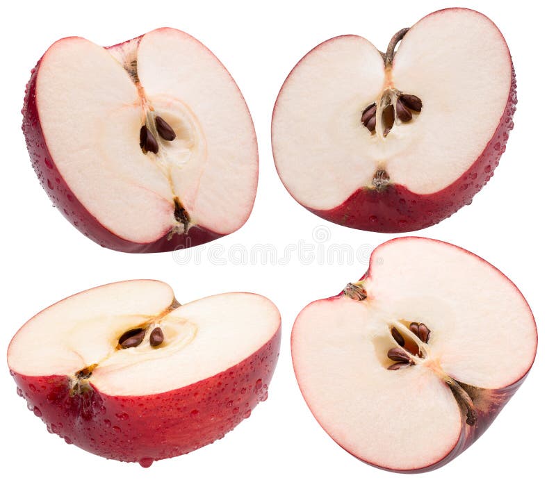 Red Apple Slices Isolated on a White Background Stock Photo - Image of ...