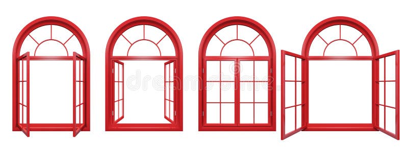 Collection of Red Arched Windows Isolated on White Stock Illustration ...