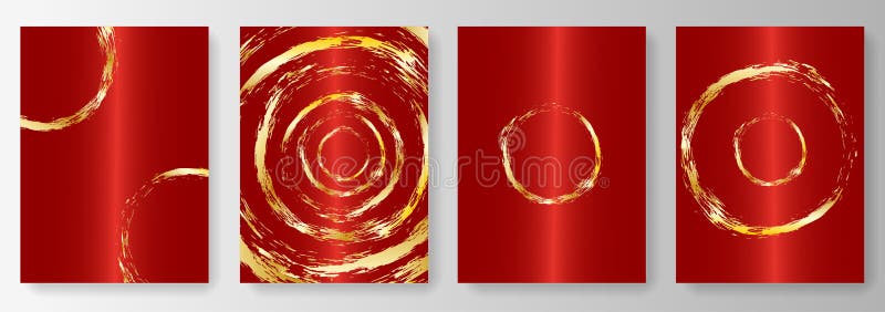 Collection of Red Backgrounds with Golden Circles Stock Vector ...