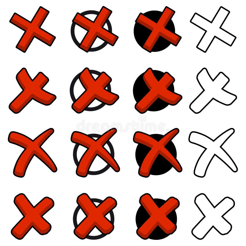 Collection red crosses stock vector. Illustration of approve - 92516152