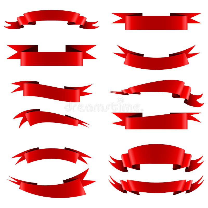 Collection Of Red Empty Ribbon Banners Stock Vector - Illustration of ...