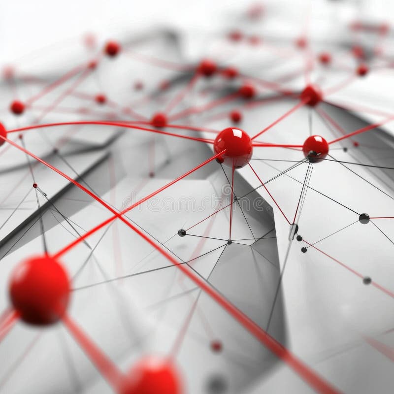 Red and Gray Balls are Connected on a White Background Stock ...