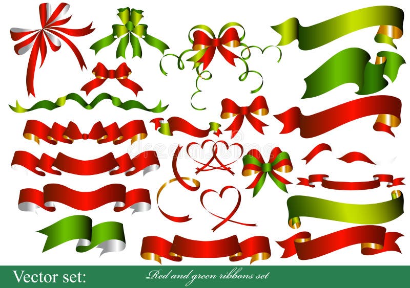 Collection of Red and Green Ribbons for Design Stock Vector ...