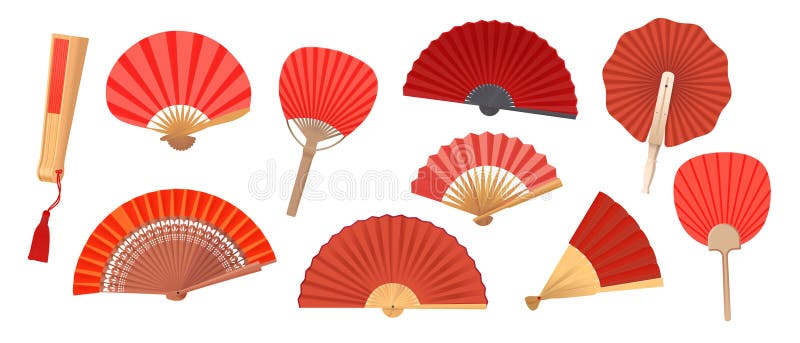 Collection of Red Hand Fans Showcasing Various Traditional Asian ...