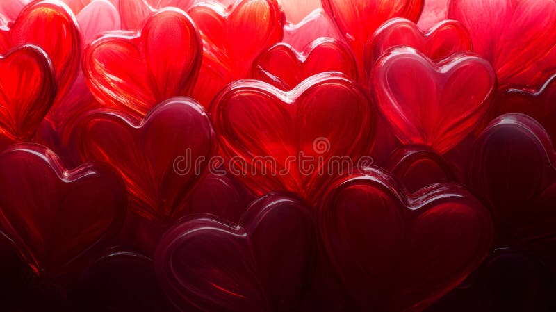 A Collection of Red Heart Shaped Glass Objects Stock Illustration ...