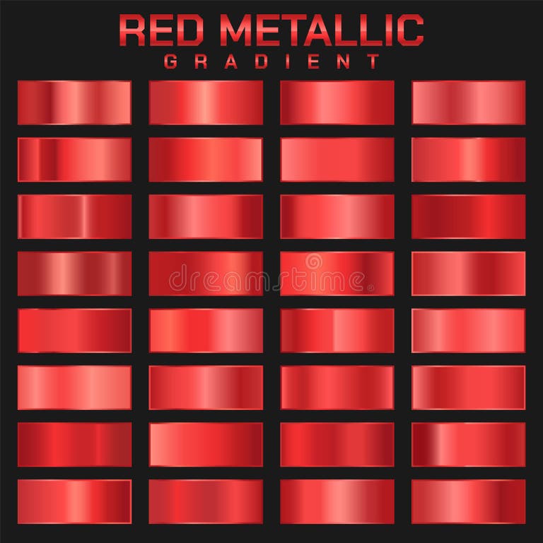 Collection of Red Metallic Gradient. Brilliant Plates with Metallic ...