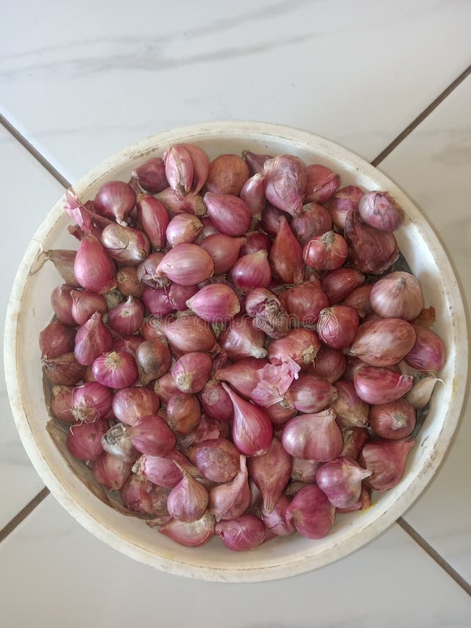 Collection of Red Onions in a White Container Stock Image - Image of ...