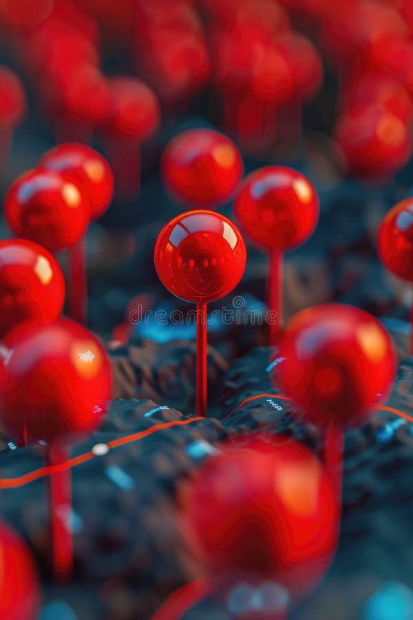 A Collection of Red Pins Scattered Across a Green Field, Possibly for ...