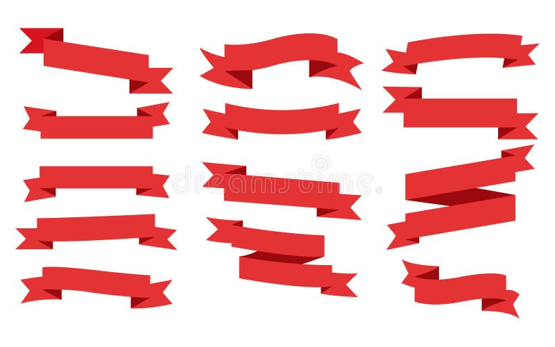 Collection of Red Ribbon Banner Set Vector Stock Illustration ...