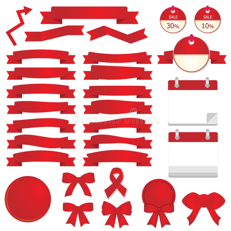 Collection Red Ribbons Banner Stock Vector - Illustration of decoration ...