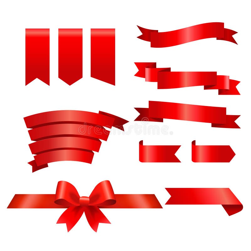 Collection of red ribbons stock illustration. Illustration of curled ...