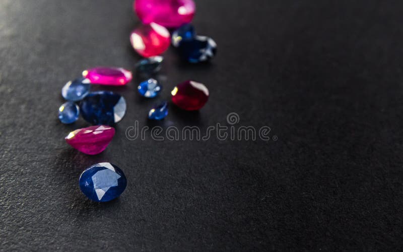 Collection of Red Ruby and Blue Sapphire Stock Image - Image of closeup ...