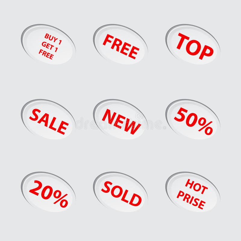 Collection of Red Sale Icons Stock Illustration - Illustration of ...
