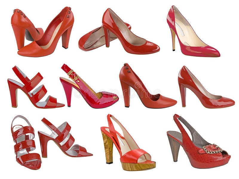 Collection red shoes stock photo. Image of color, isolated - 10433746