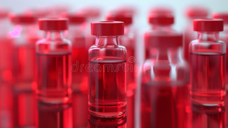 A Collection of Red Vials Containing Synthetic Blood Designed for ...