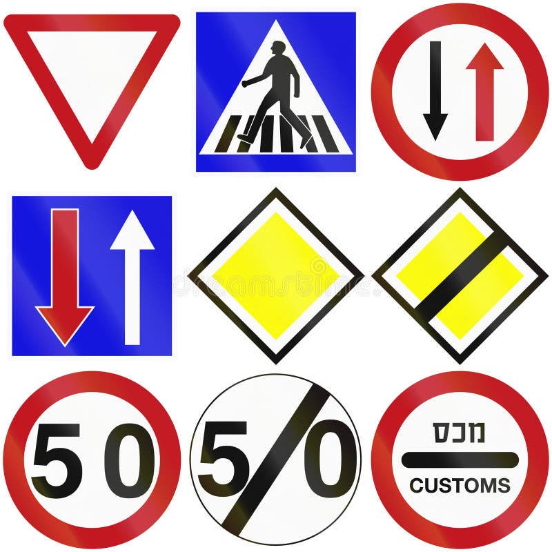 Collection of Regulatory Signs in Israel Stock Illustration ...