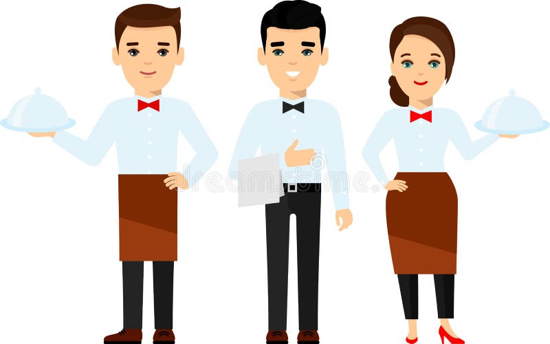 Collection of Restaurant Team in Different Poses. Stock Vector ...