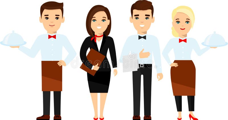 Collection of Restaurant Team in Different Poses. Stock Vector ...